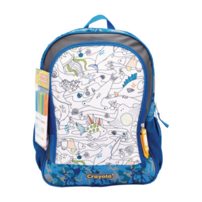 Crayola® Color-Your-Own Backpack, Oceanfront, 15 x 5 x 16, Blue/Black