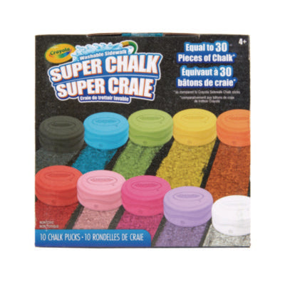 Crayola® Super Chalk, 1" x 2.8" Diameter, 10 Assorted Colors, 10 Pucks