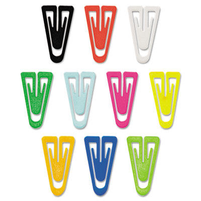Gem® Plastic Paper Clips, Large, Smooth, Assorted Colors, 200/Box