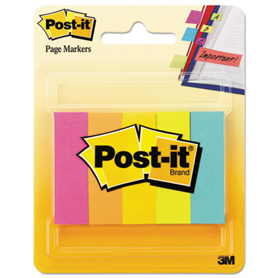 Post-it® Page Flag Markers, Assorted Brights, 100 Flags/Pad, 5 Pads/Pa ...