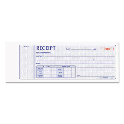 Rediform® Receipt Book, Two-Part Carbonless, 7 x 2.75, 4 Forms/Sheet,