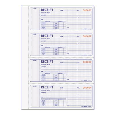 Rediform® Receipt Book, Two-Part Carbonless, 7 x 2.75, 4 Forms/Sheet ...