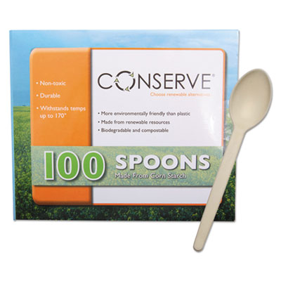 Conserve® Corn Starch Cutlery, Spoon, White, 100/Pack – Wynn Depot