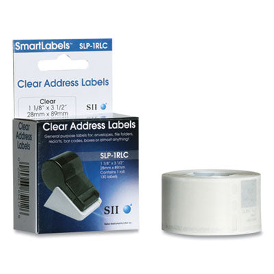 Seiko SLP-2RLC Self-Adhesive Address Labels, 1.12" x 3.5", Clear, 130 ...