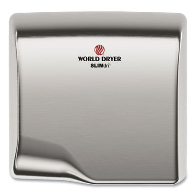 World dryer® SLIMdri Hand Dryer, 110-240 V, 13.87 x 13 x 7, Brushed St ...