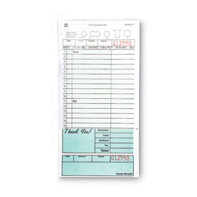 Amercareroyal® Guest Check Pad, 16 Lines, Two-Part Carbonless, 4.2 x 8