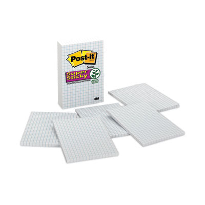 Post-it® notes super sticky Grid Notes, Quad Ruled, 4" x 6", White, 50 ...