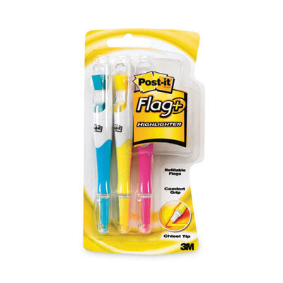 Post-it® Flag+ Highlighter, Assorted Ink/Flag Colors, Chisel Tip, Asso