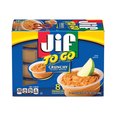 Jif to go® Spreads, Crunchy Peanut Butter, 1.5 oz Cup, 8/Box
