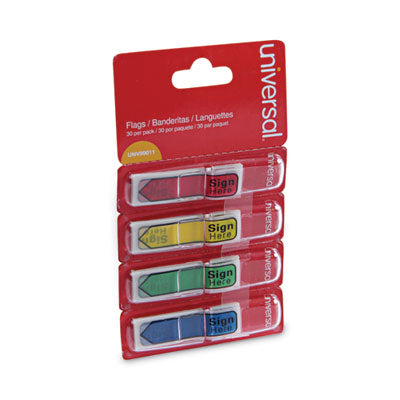 Universal® Deluxe Message Arrow Flags, "Sign Here", Assorted Colors, 1 ...