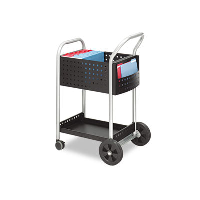 Safco® Scoot Dual-Purpose Mail and Filing Cart, Metal, 1 Shelf, 2 Bins ...