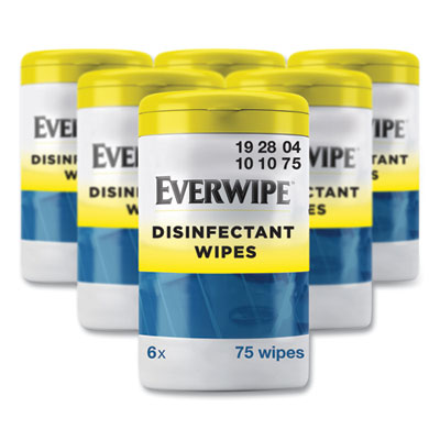 Everwipe™ Disinfectant Wipes, 1-Ply, 7 x 7, Lemon, White, 75/Canister ...